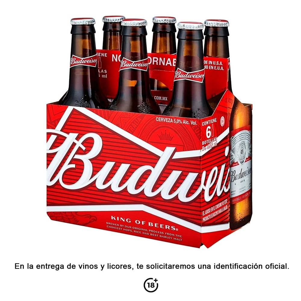 Cerveza importada Budweiser 6 botellas de 355 ml c/u | Walmart en línea