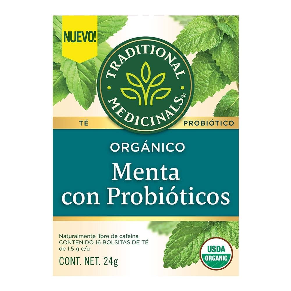 Té de menta Traditional Medicinals con probióticos 16 bolsitas de 1.5 g ...