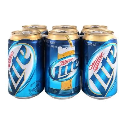 Cerveza clara Miller lite 6 latas de 355 ml c/u | Walmart en línea