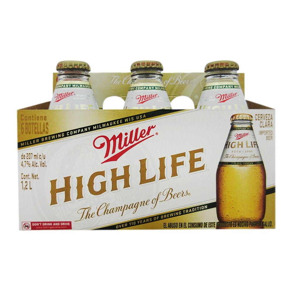 Cerveza clara Miller High Life high life 6 botellas 207 ml c/u ...