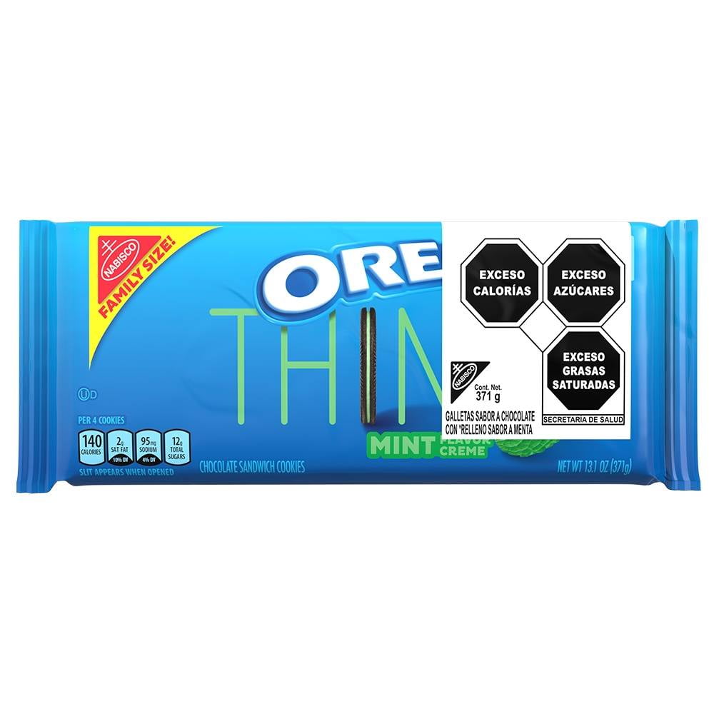 Galletas Oreo thins sabor chocolate con relleno sabor menta 371 g ...