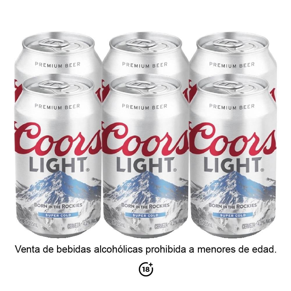 Cerveza Coors Light 6 pzas de 355 ml | Bodega Aurrera en línea