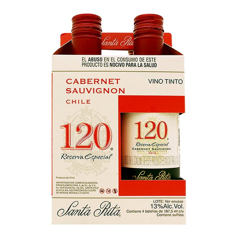 Vino Tinto Santa Rita 120 cabernet sauvignon 4 botellas de 187.5 ml c/u ...
