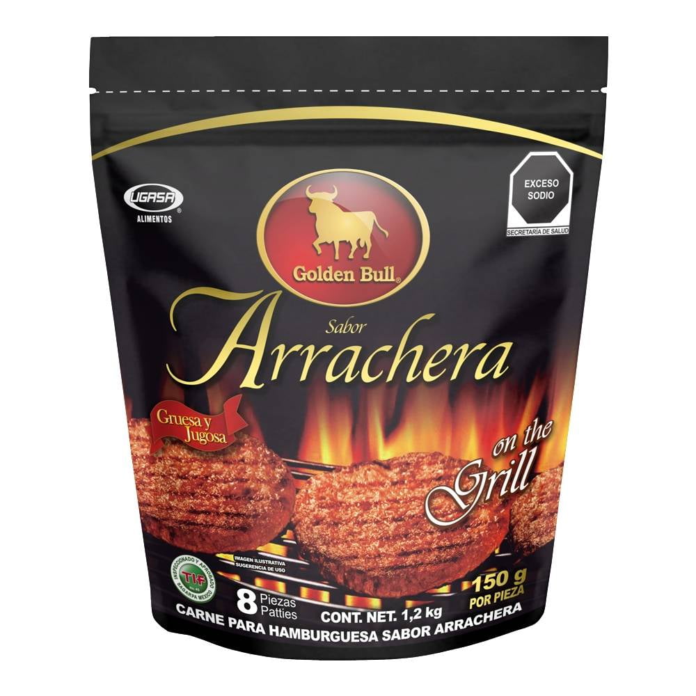 Carne para hamburguesa Golden Bull Crown Burger sabor arrachera 8 pzas ...