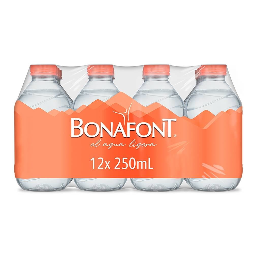 Agua Bonafont natural pack 12 botellas 250 ml c/u | Walmart en línea