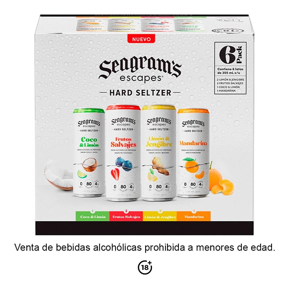 Paquete de Bebidas alcohólicas preparadas Seagrams Hard Seltzer mix ...
