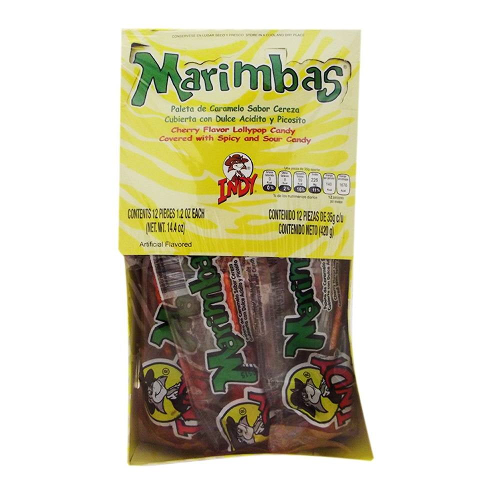 Paletas de caramelo Indy Marimbas sabor cereza cubiertas de chile 12 ...