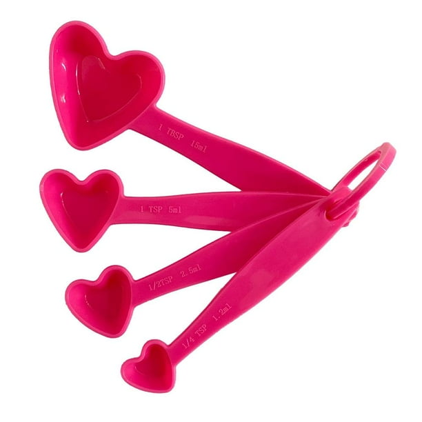 Cucharas Medidoras Prichos Forma Corazón Rosa 1 Juego con 4 piezas ...