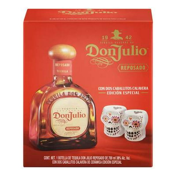 Tequila Don Julio reposado 700 ml + 2 caballitos calavera | Walmart en línea