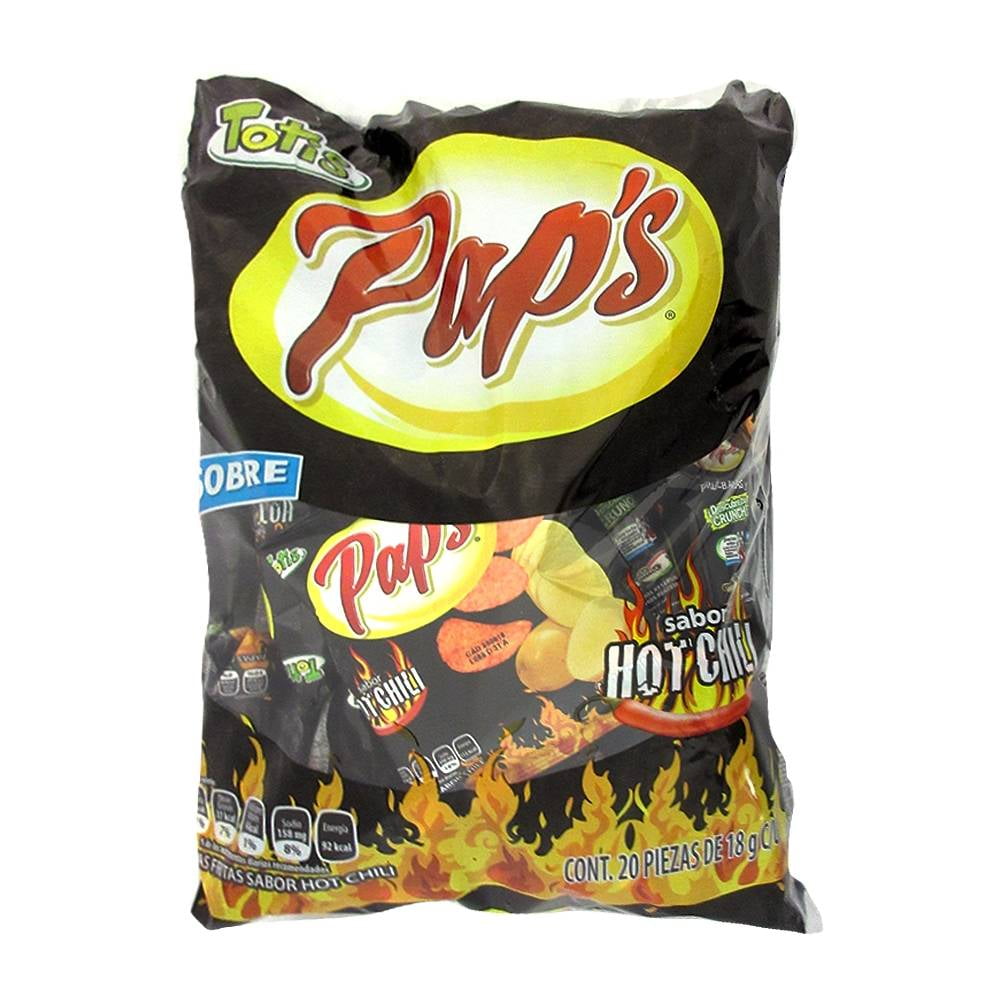 Papas Totis Paps sabor hot chili 20 pzas de 18 g c/u | Walmart en línea