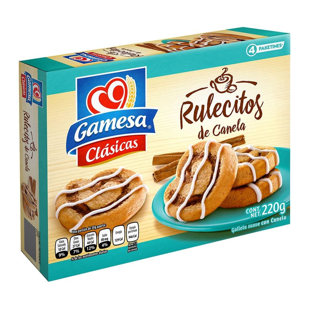 Galletas Gamesa clásicas rulecitos de canela 4 paketines 220g | Walmart ...