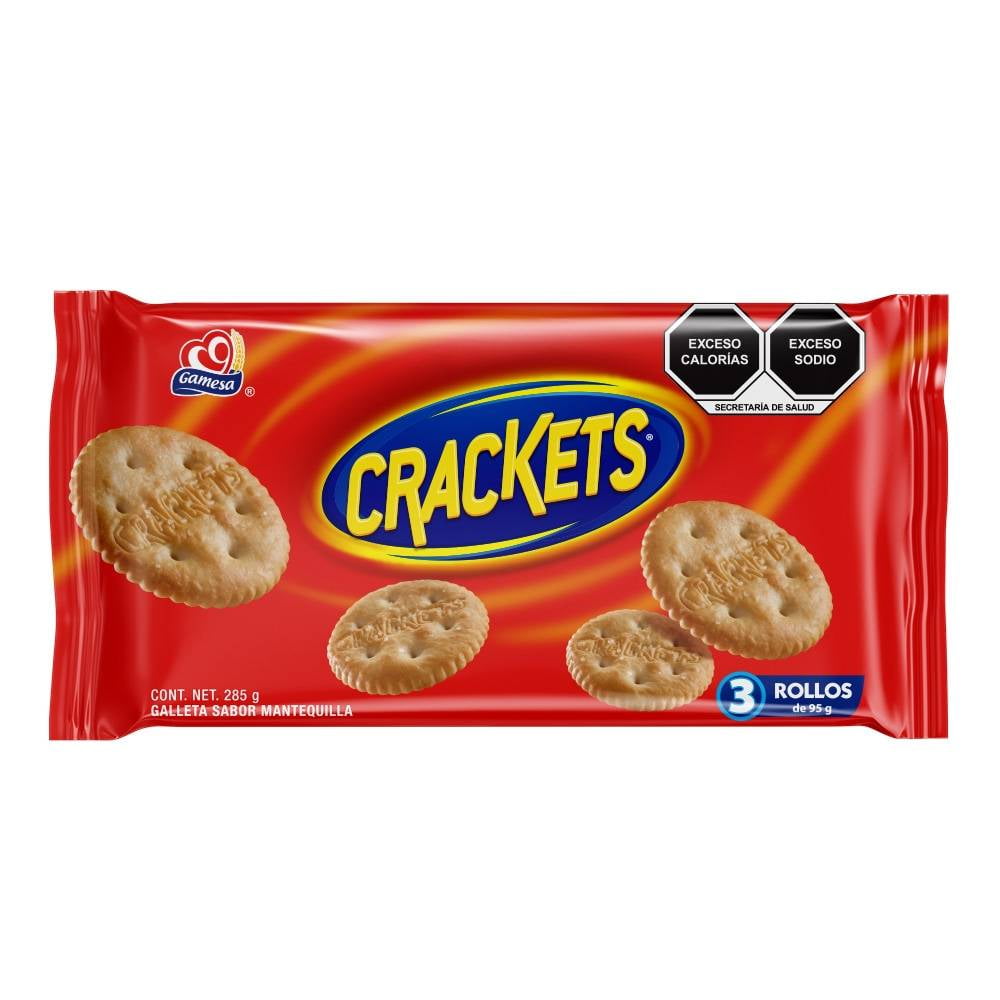 Galletas Gamesa Crackets sabor mantequilla 3 rollos de 95 g c/u ...