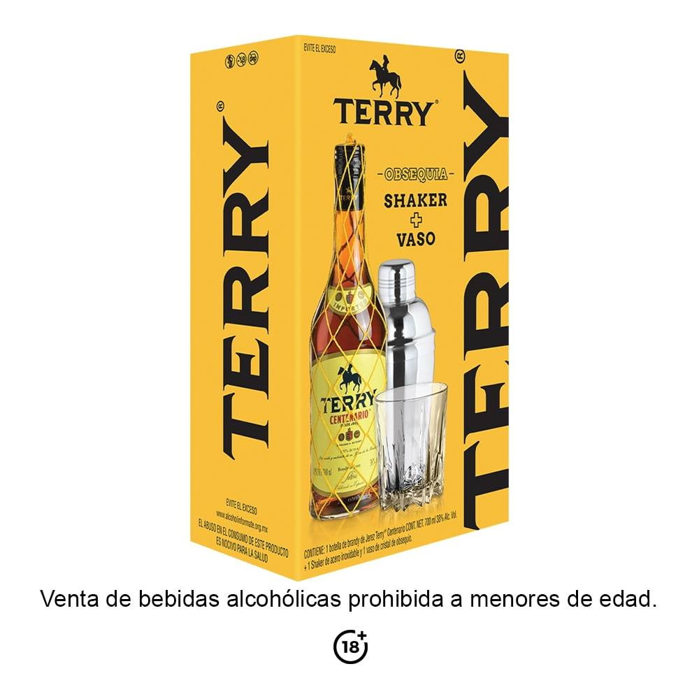 Brandy Terry Centenario 700 ml + Shaker + 1 vaso old fashion | Walmart ...