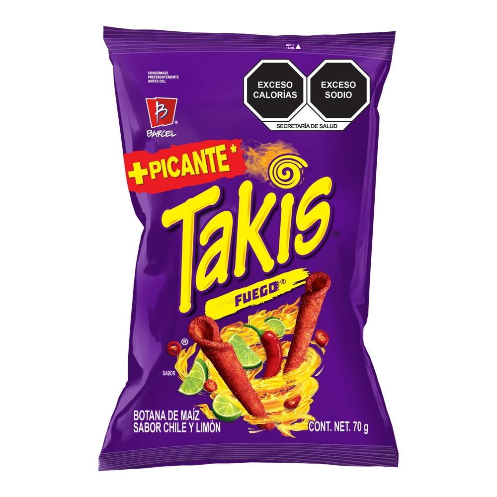 Botana Barcel Takis fuego +picante sabor chile y limón 70 g | Walmart ...