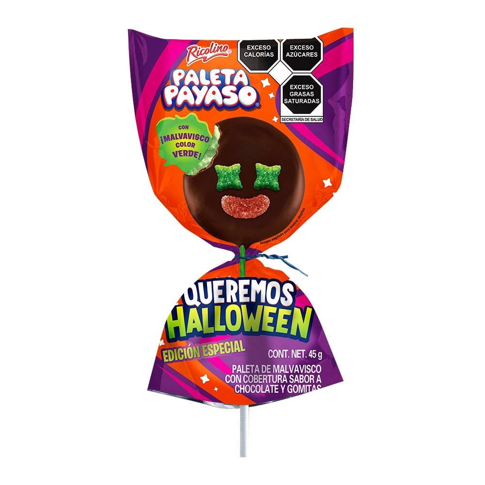 Paleta malvavisco Ricolino Paleta Payaso halloween 45g | Walmart en línea
