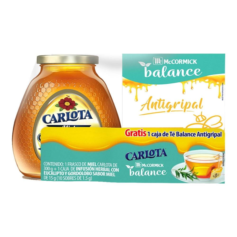 Paquete de Miel Carlota 300 g + Té McCormick Balance antigripal 10 ...