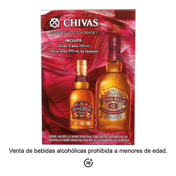 Whisky Chivas Regal 12 años 750 ml + 1 Chivas Regal extra de 375 ml | Walmart en línea