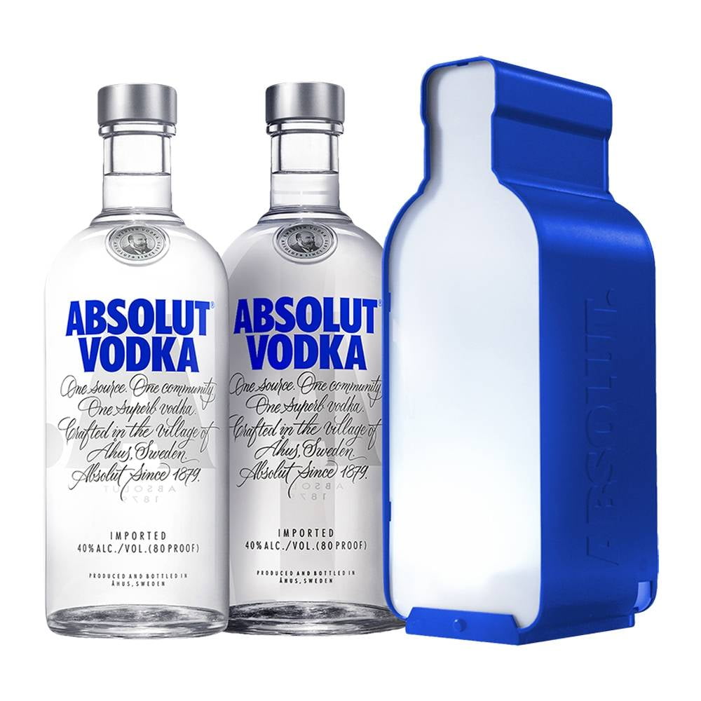 Vodka Absolut azul 2 botellas 750 ml c/u más estuche luminoso | Walmart ...