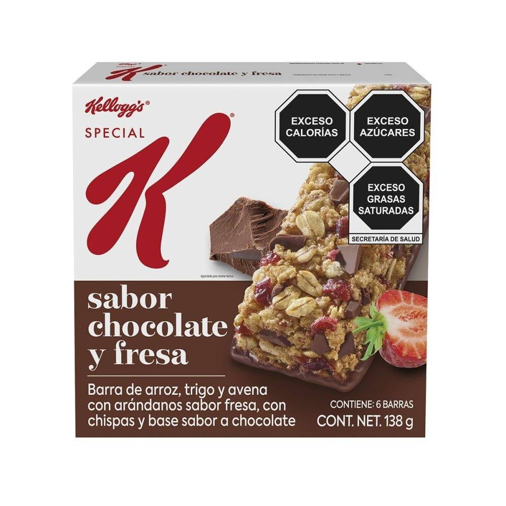 Barras Kellogg's Special K sabor chocolate y fresa 6 pzas de 23 g c/u | Walmart en línea