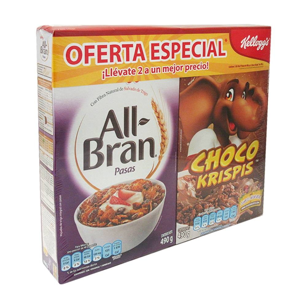 Cereal Kelloggs All Bran pasas 490 g más Choco Krispis 490 g | Walmart ...