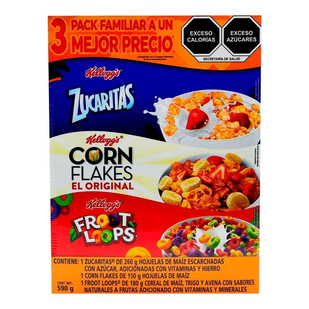 Cereales Kellogg's Zucaritas 260 g + Corn Flakes 150 g + Froot Loops ...