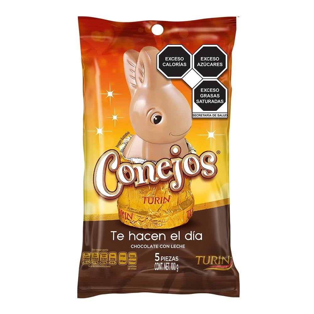 Chocolate con leche Turin Conejos 5 pzas | Walmart en línea