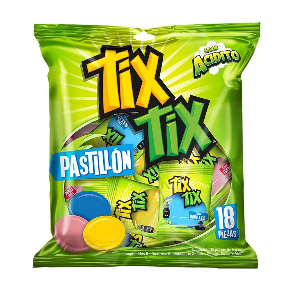 Tix tix Sonrics pastillón sabor mango, fresa y mora. 18 pzas de 6 g c/u ...