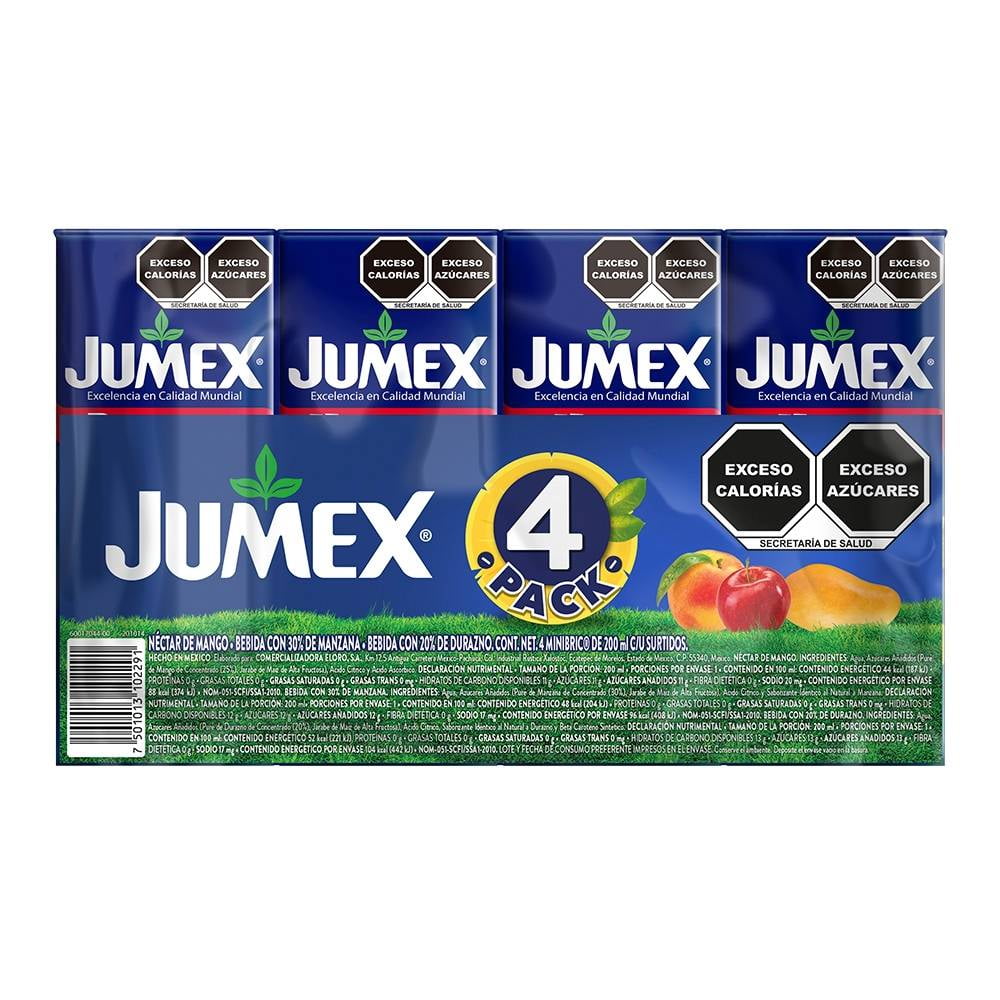 Pack de Jugos de néctar Jumex sabores surtidos con 4 pzas de 200 ml c/u ...