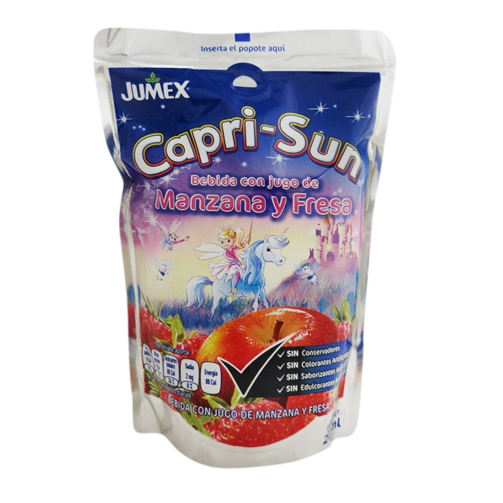 Bebida Capri Sun con jugo de manzana y fresa 200 ml | Walmart en línea