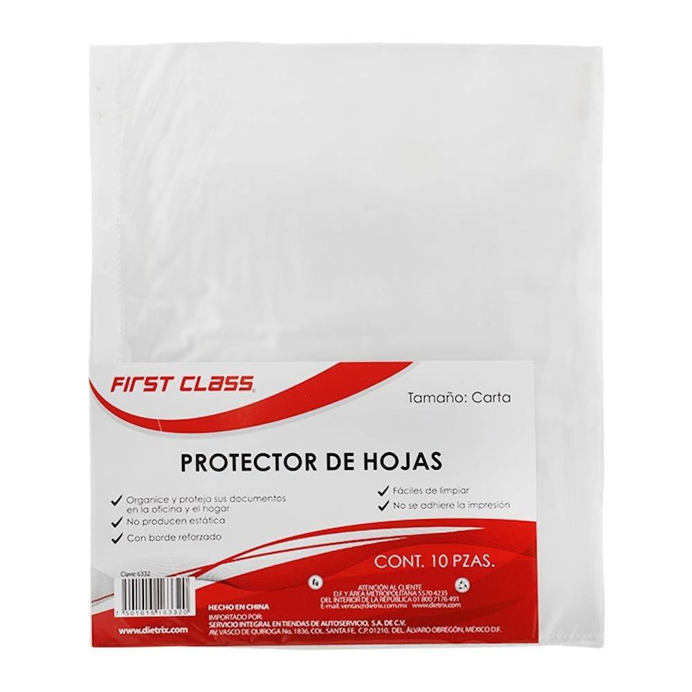 Protector de hojas First Class tamaño carta 1 paquete con 10 pzas ...