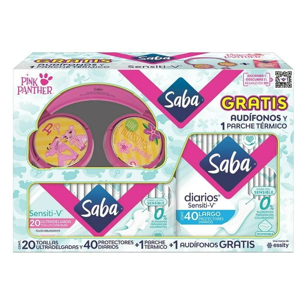 Toallas femeninas Saba Sensiti-V ultradelgadas con alas 20 pzas ...