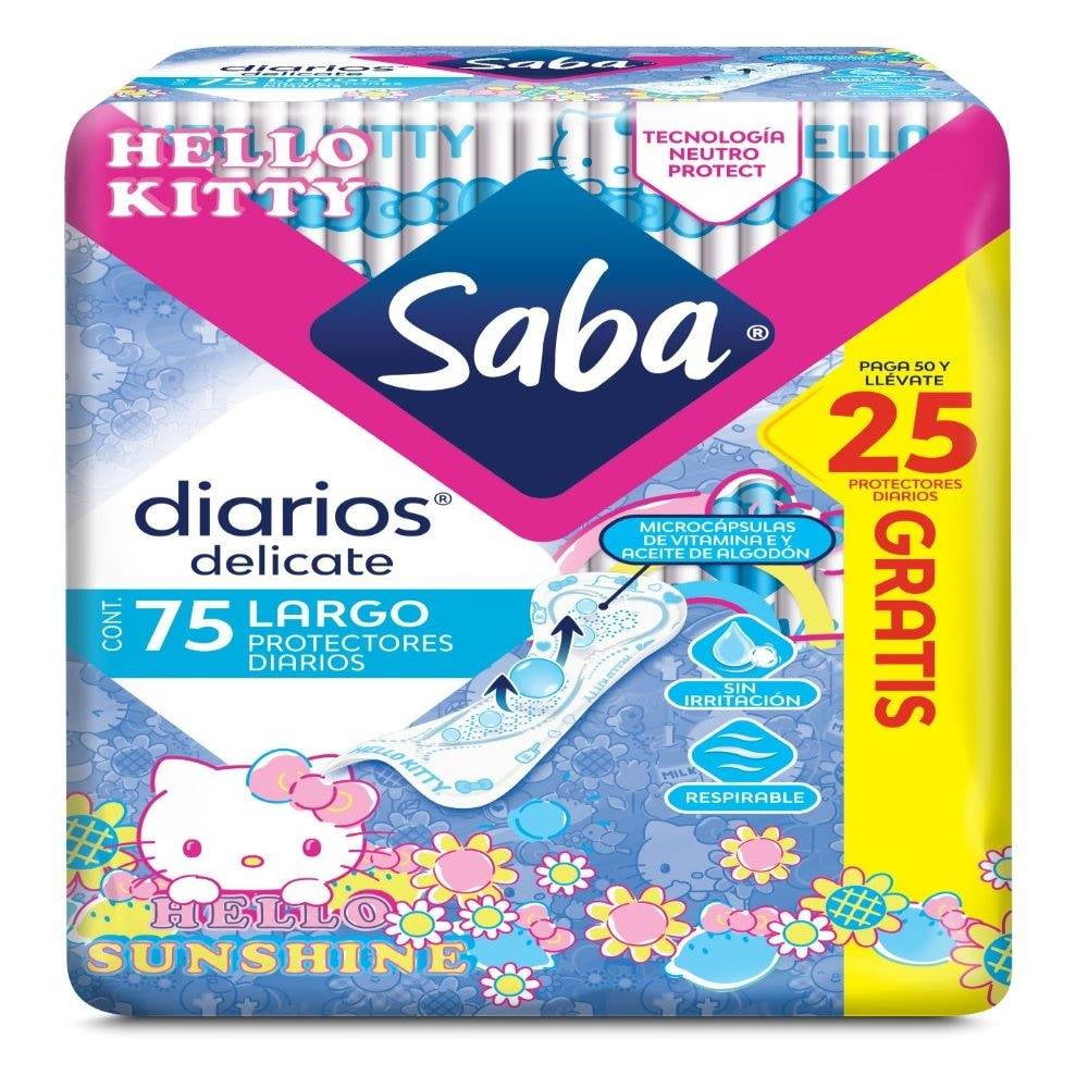 Protectores diarios Saba delicate largo Hello Kitty 75 pzas | Walmart ...