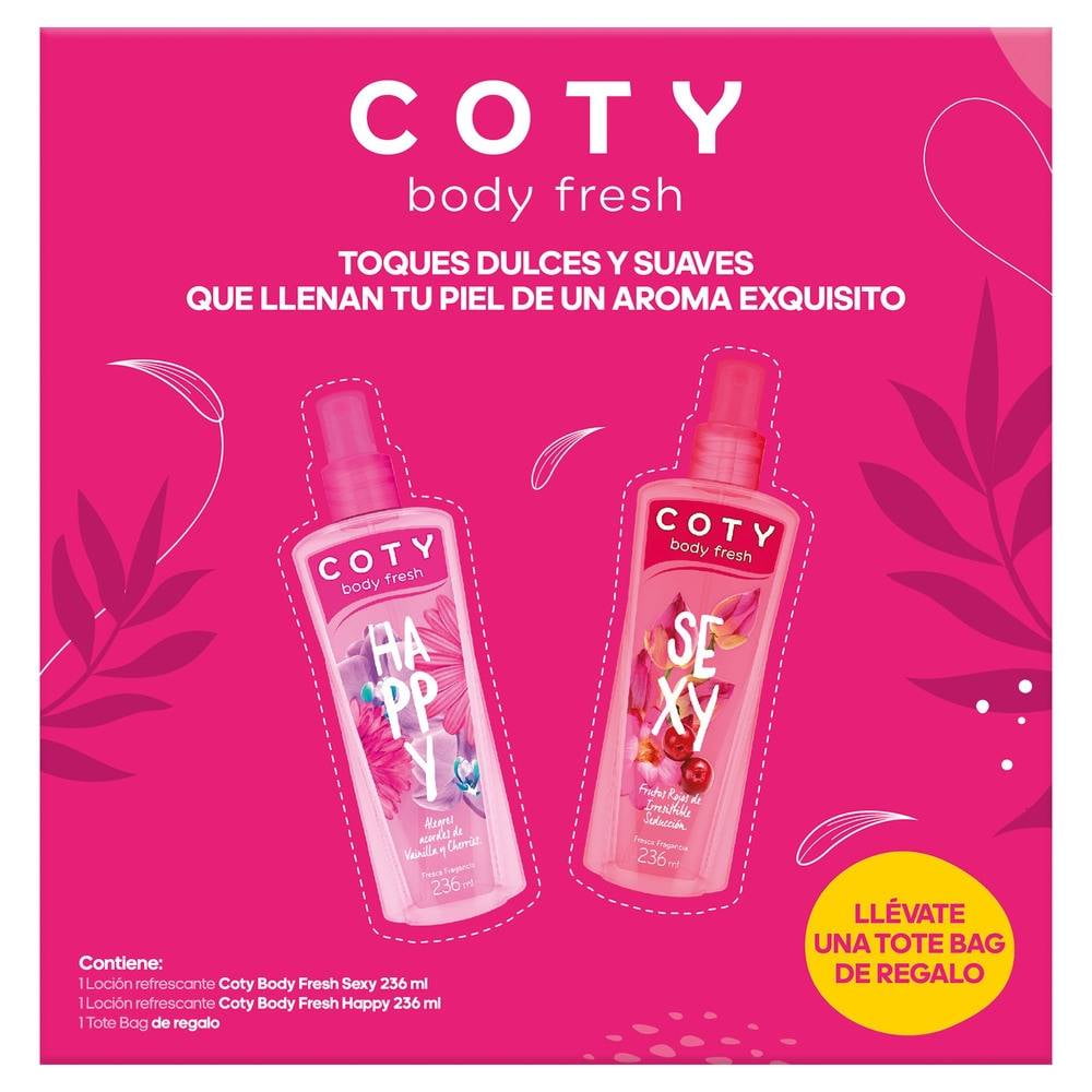 Pack loción refrescante Coty Body Fresh 236 ml c/u con tote bag de ...