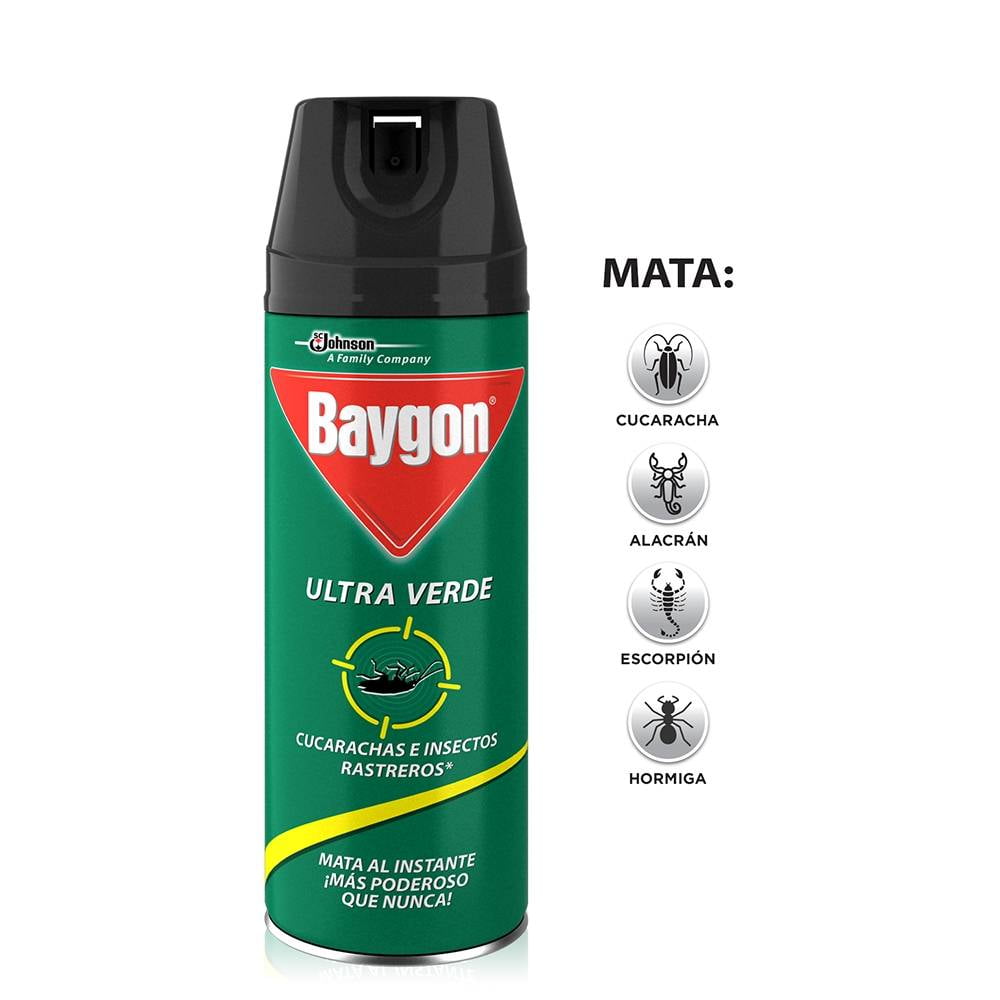 Insecticida Baygon ultra verde cucarachas y escorpiones en aerosol 250 ...