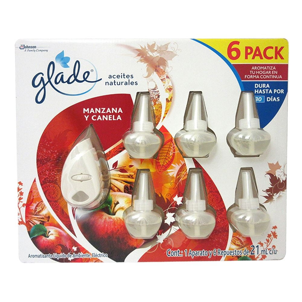 Aromatizante ambiental Glade manzana canela 1 aparato y 6 repuestos de ...