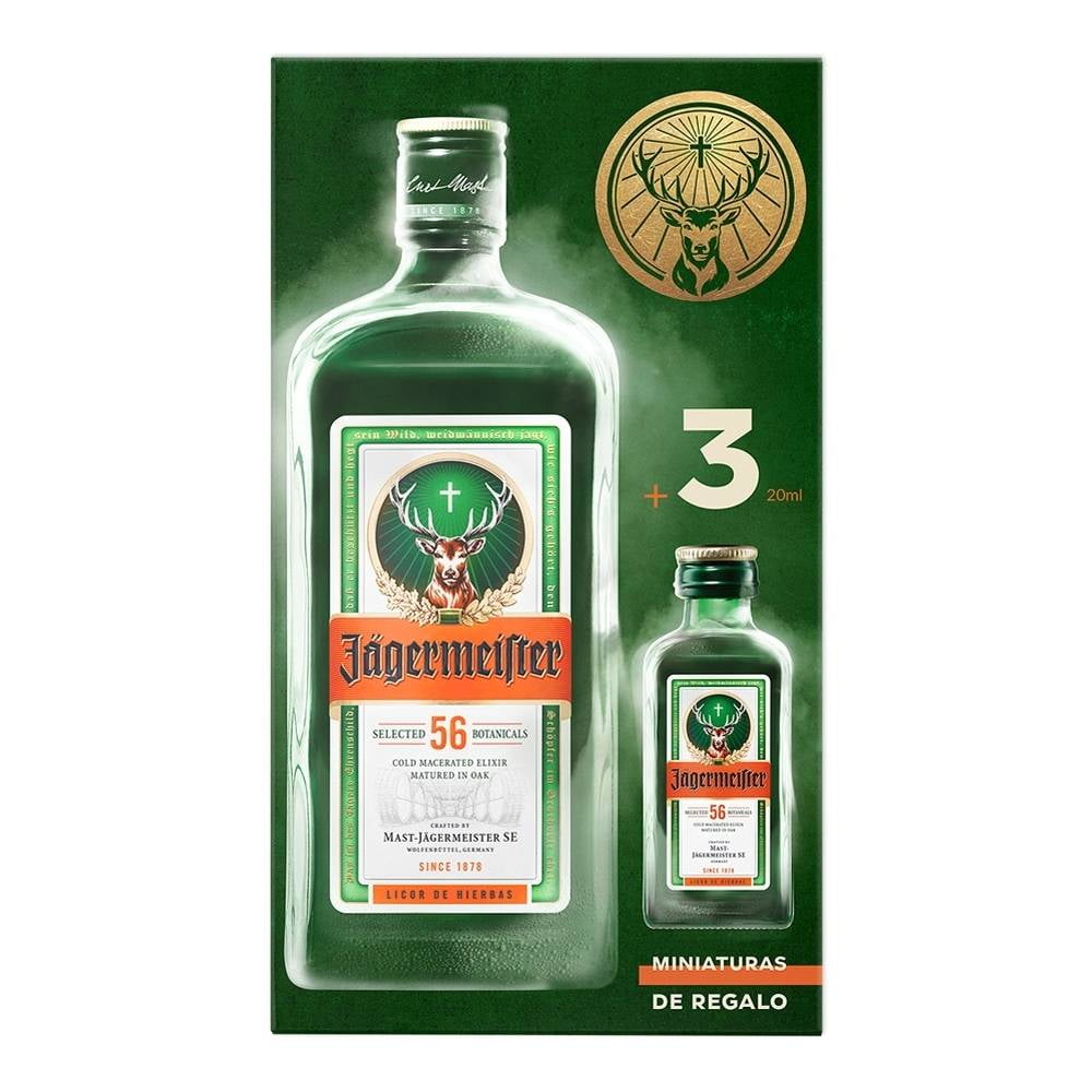 Licor de hierbas Jagermeister 700 ml + 3 botellas de 20 ml c/u ...