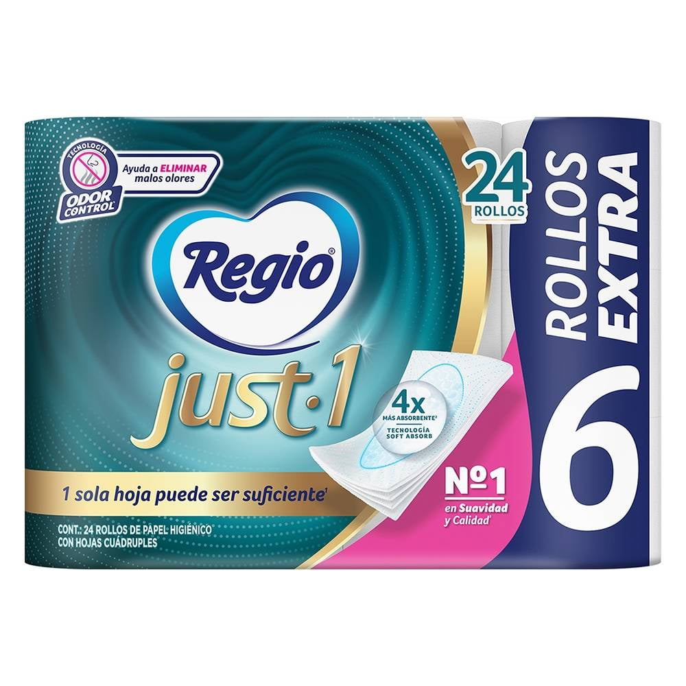 Papel Higienico Regio Just 1 18 + 6 rollos | Walmart en línea