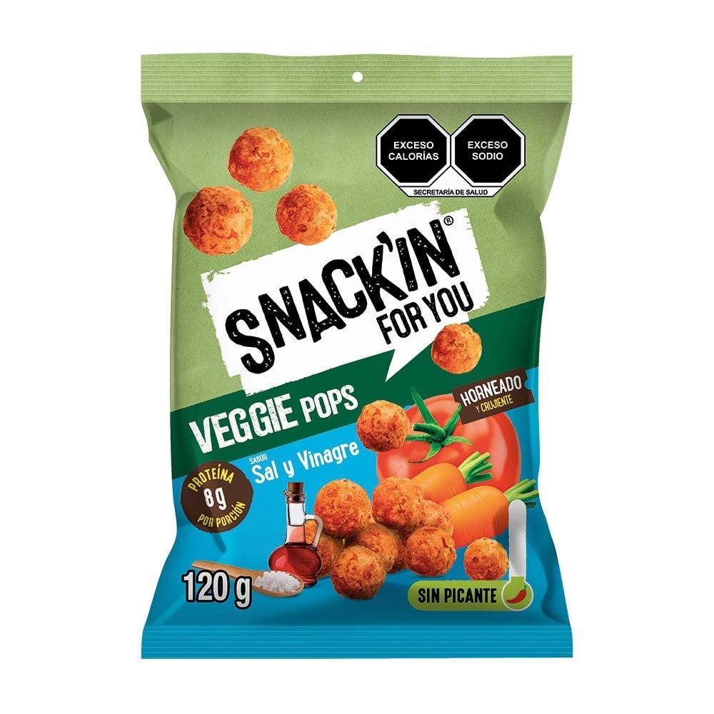 Veggie pops Snack'in For You sabor sal y vinagre sin picante 120 g ...