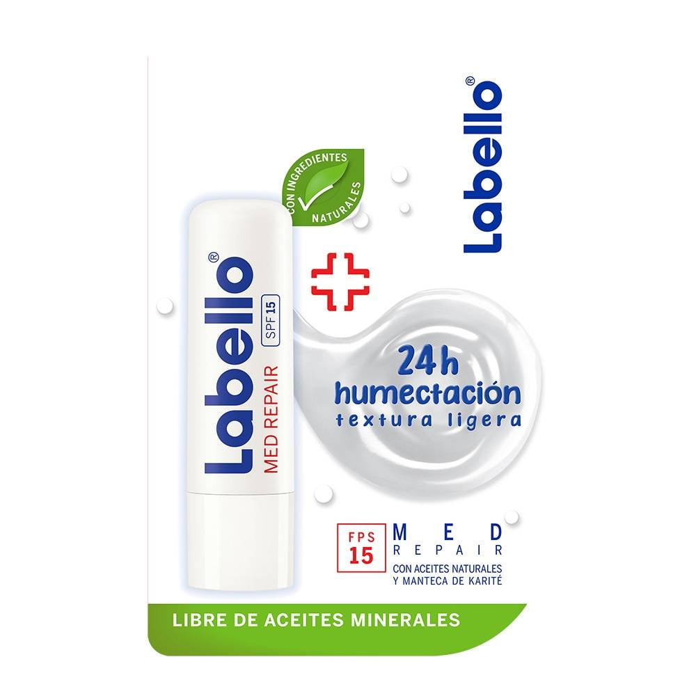 Bálsamo labial Labello med repair FPS 15 textura ligera 4.8 g | Walmart ...