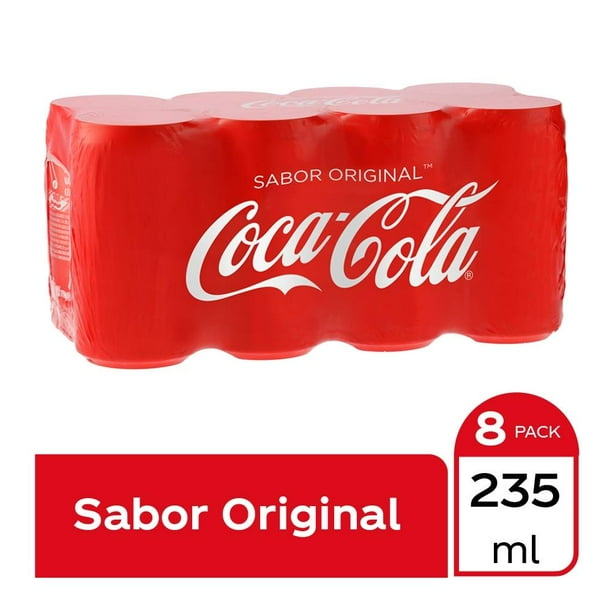 Refresco Coca Cola mini 8 latas de 235 ml c/u | Walmart en línea