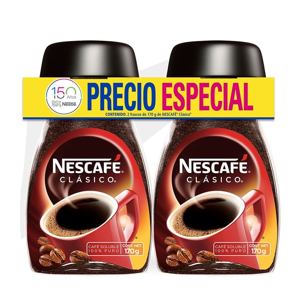 Café soluble Nescafé clásico 2 frascos de 170 g c/u | Walmart en línea