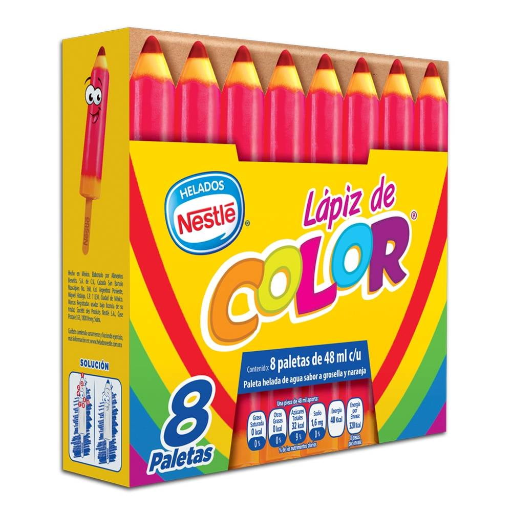 Paletas de hielo Nestlé Lápiz de Color sabor grosella y naranja 8 pzas ...