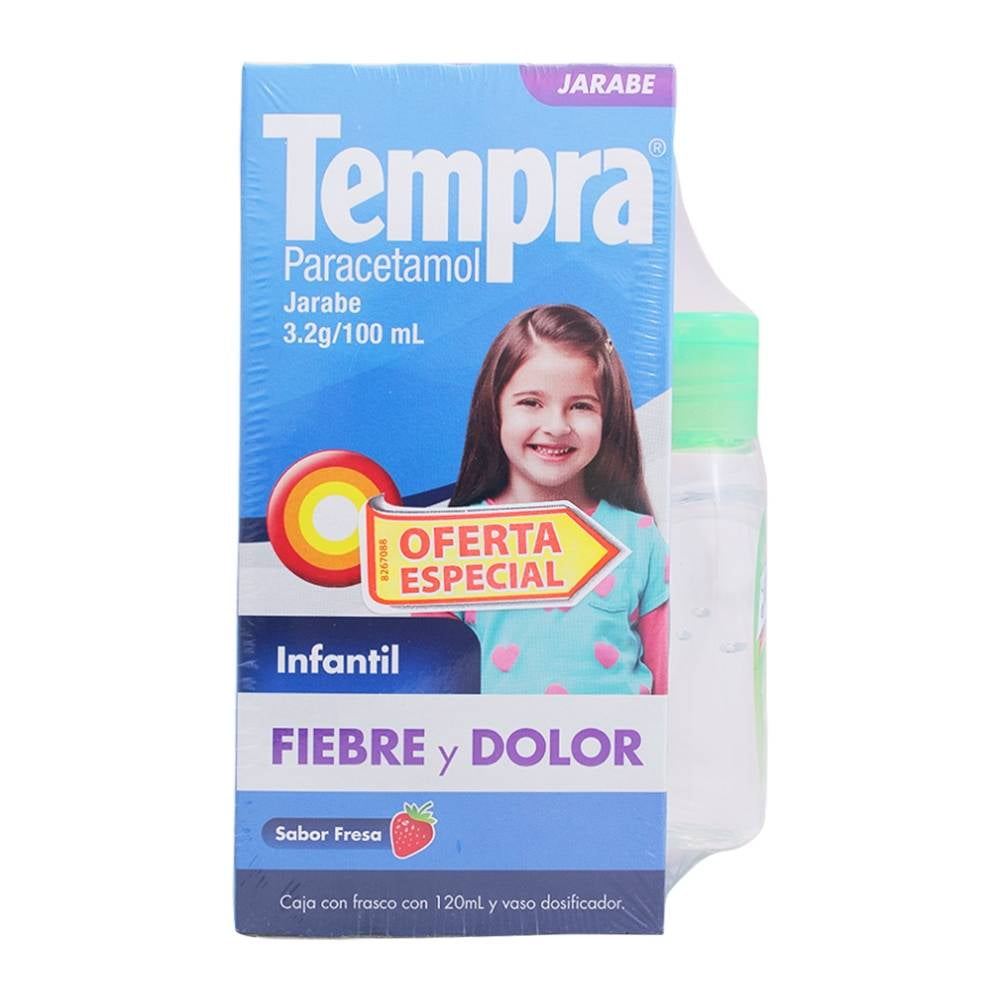 Tempra 3.2 g/100 ml jarabe infantil fiebre y dolor sabor fresa 120 ml ...
