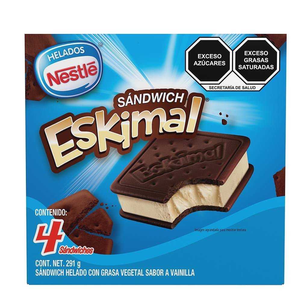 Sándwich helado Nestlé Eskimal sabor vainilla 4 pzas | Walmart en línea