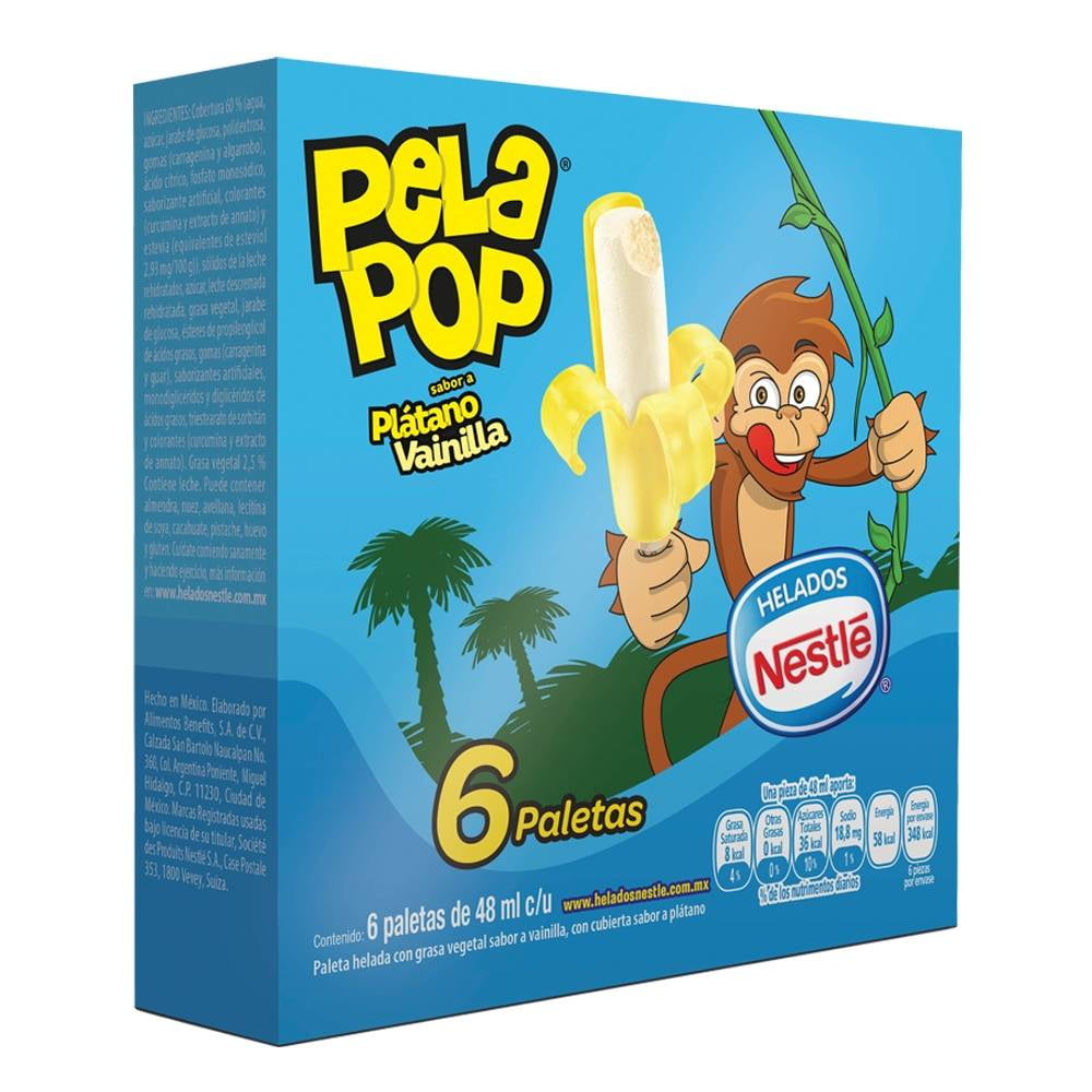 Paleta helada Nestlé Pela Pop sabor plátano y vainilla 6 pzas 48 ml c/u ...