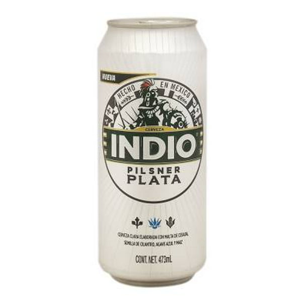 Cerveza clara Indio pilsner plata lata de 473 ml | Walmart en línea