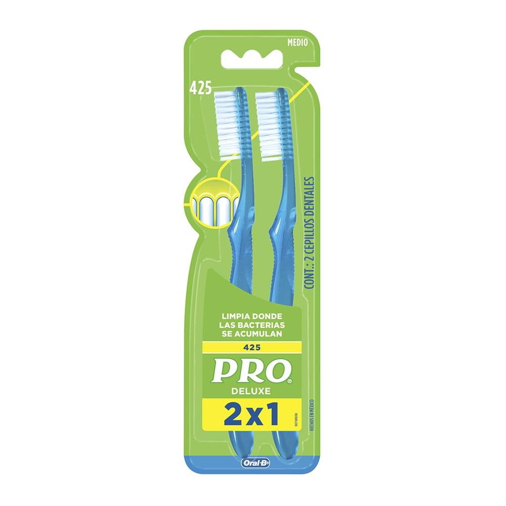 Cepillo dental Oral B Pro deluxe medio 2 pzas | Walmart en línea