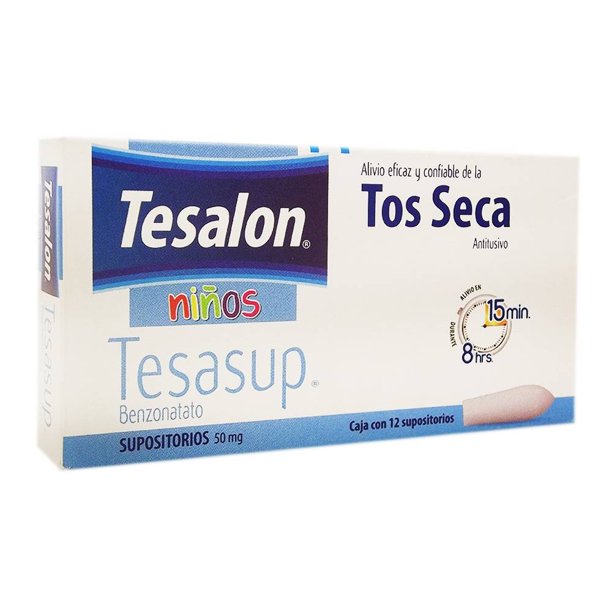 TESALON SUPO Tesalon Tesasup 50 mg supositorios para niños 12 pzas ...
