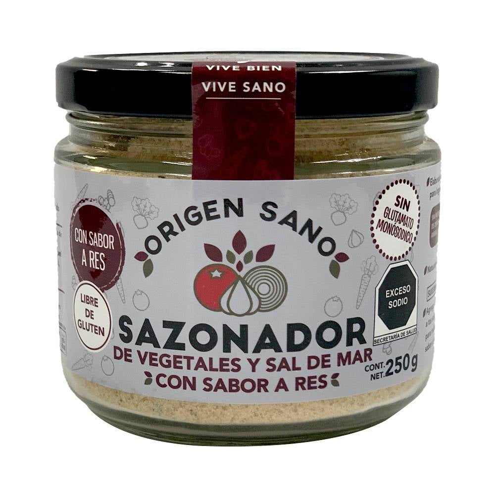 Sazonador Origen Sano de vegetales y sal de mar con sabor a res 250 g ...