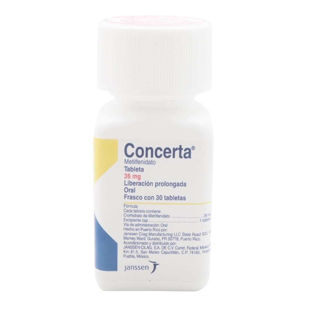 Concerta 36 mg, 30 tabletas de liberación prolongada | Walmart en línea